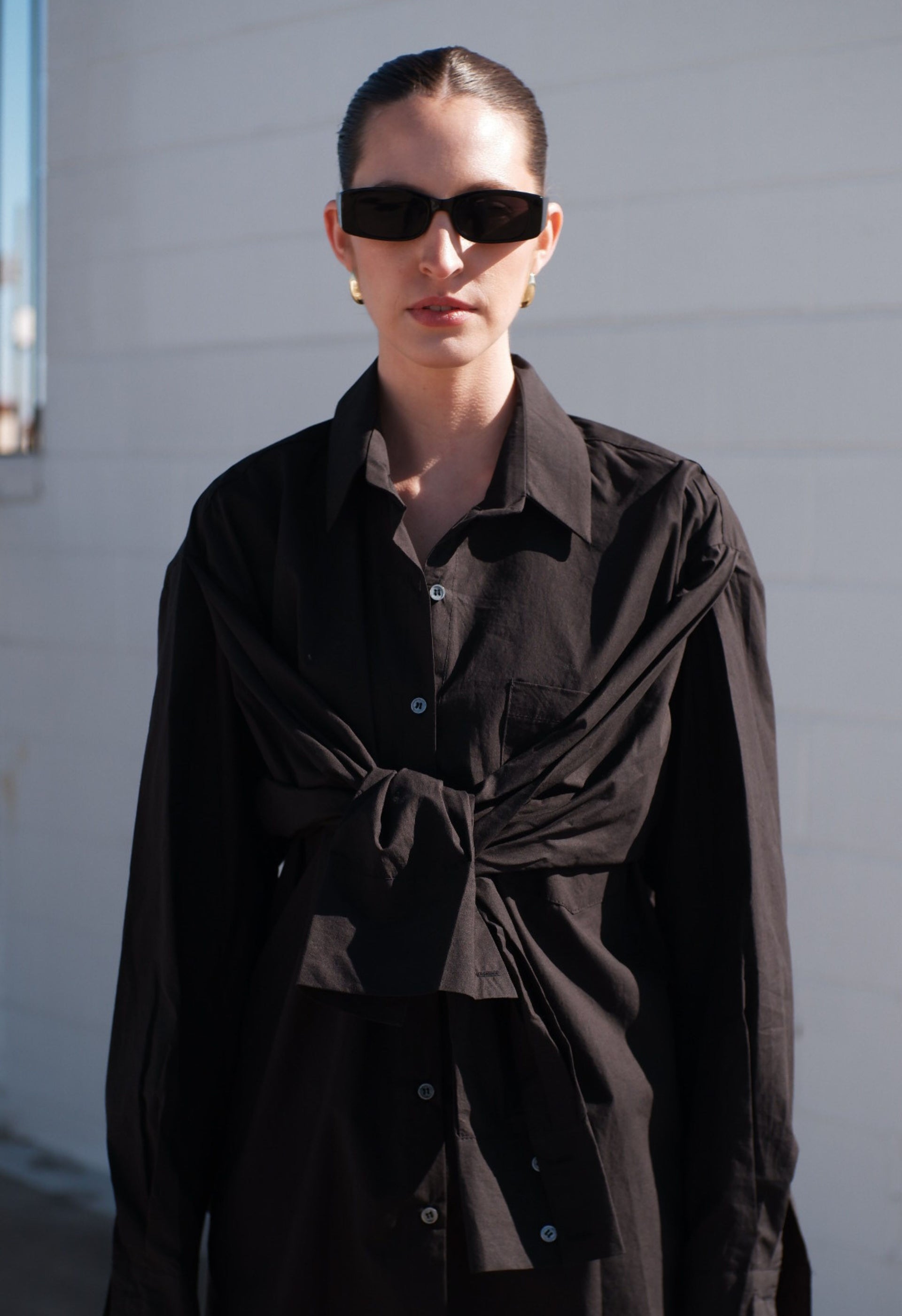 Front Tie Button Up in Black – The NKC Store