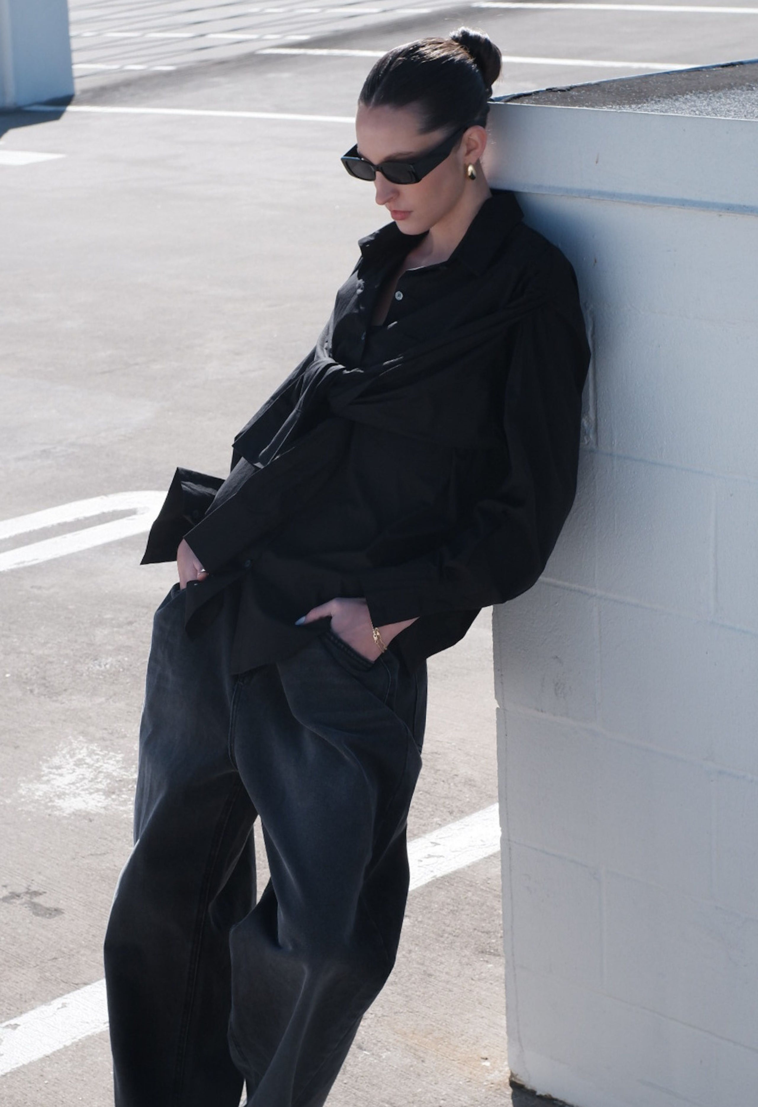 Front Tie Button Up in Black – The NKC Store