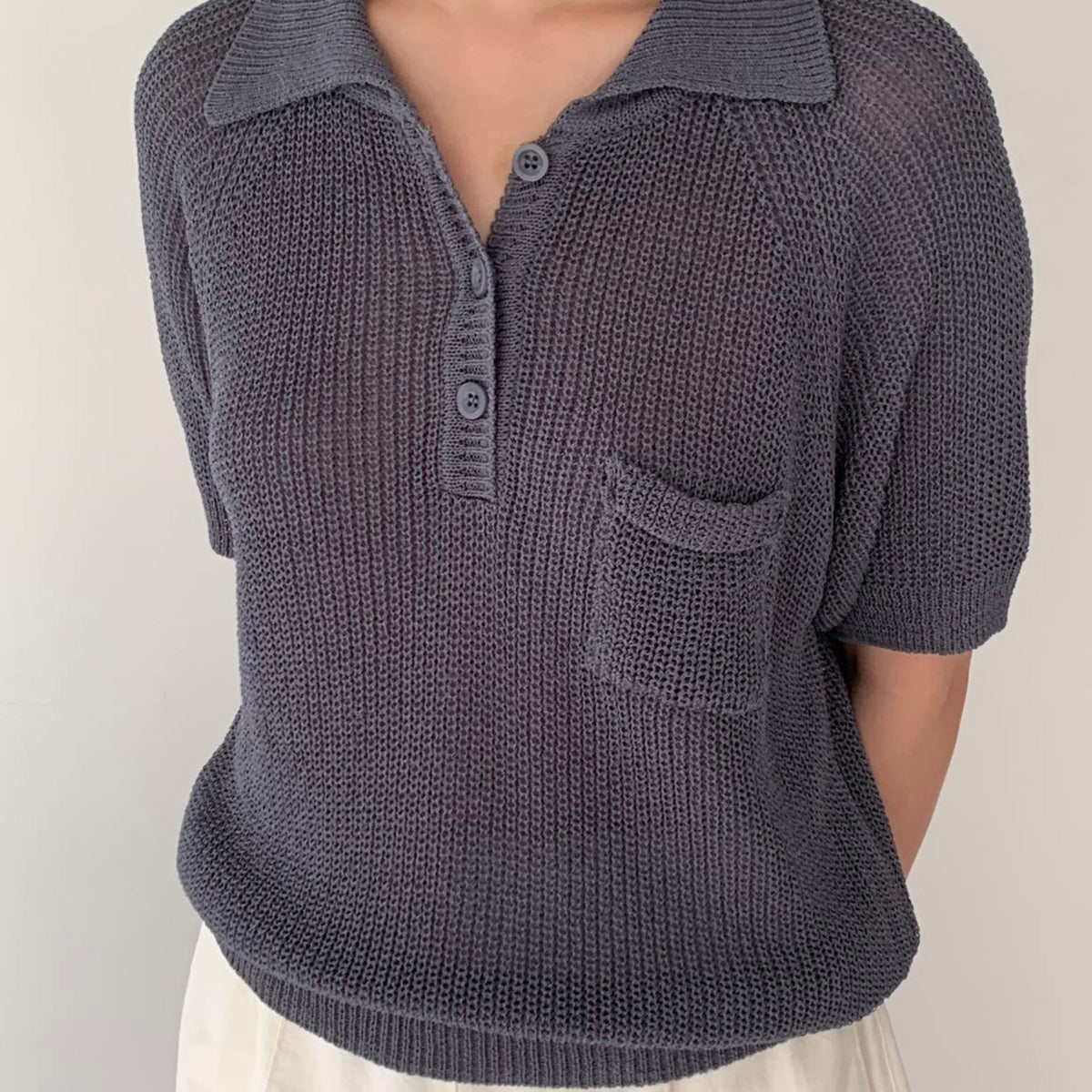 Khatie Knit Polo In Grey – The NKC Store