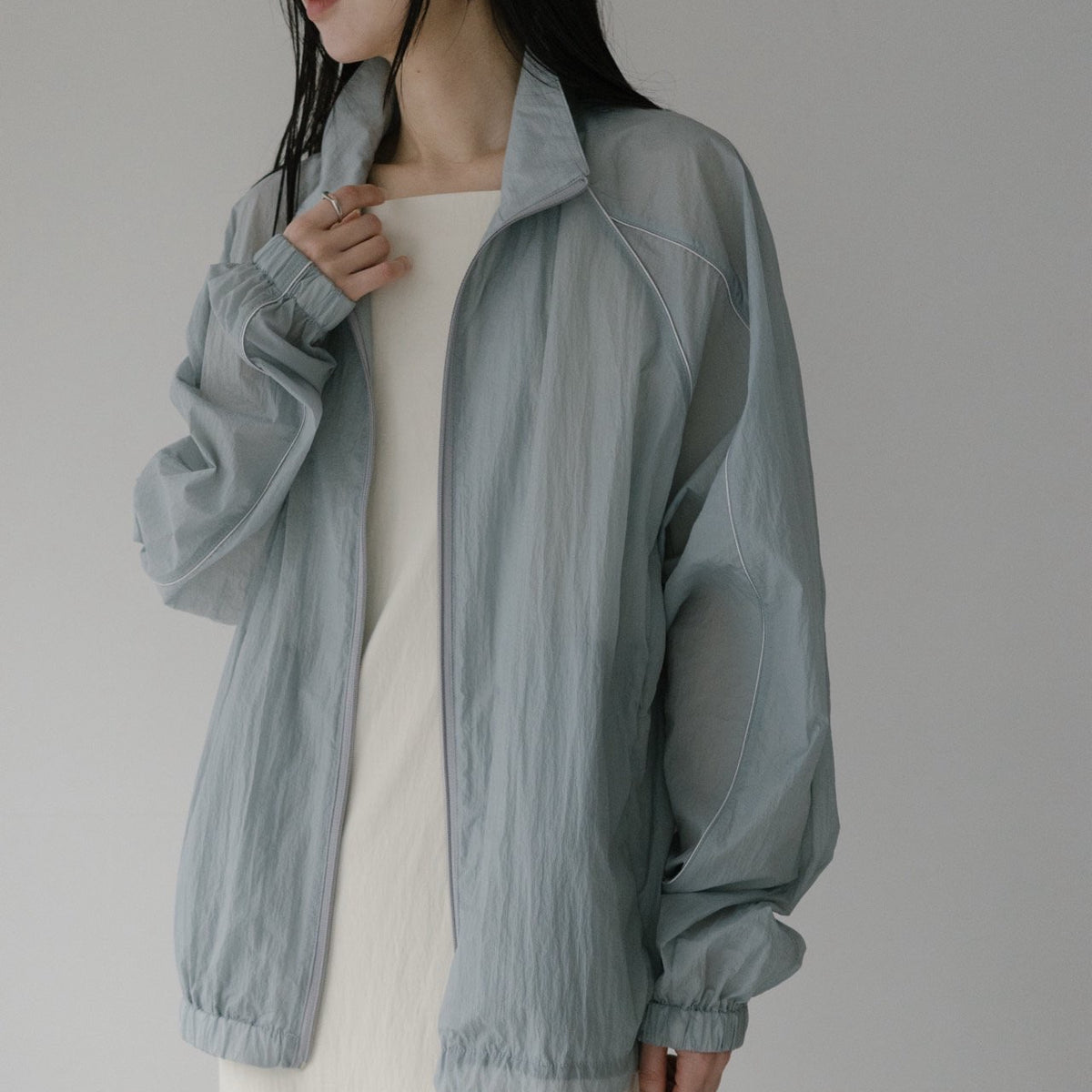 High Collar Zip Jacket in Ocean – The NKC Store